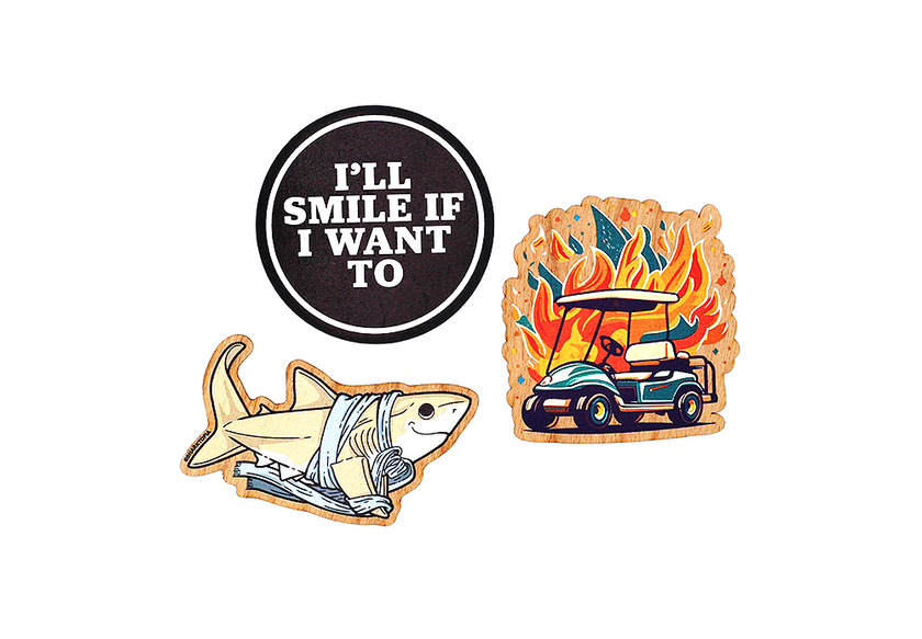 Custom Wooden Stickers, wooden decals, & labels. Engraved & full Color ...