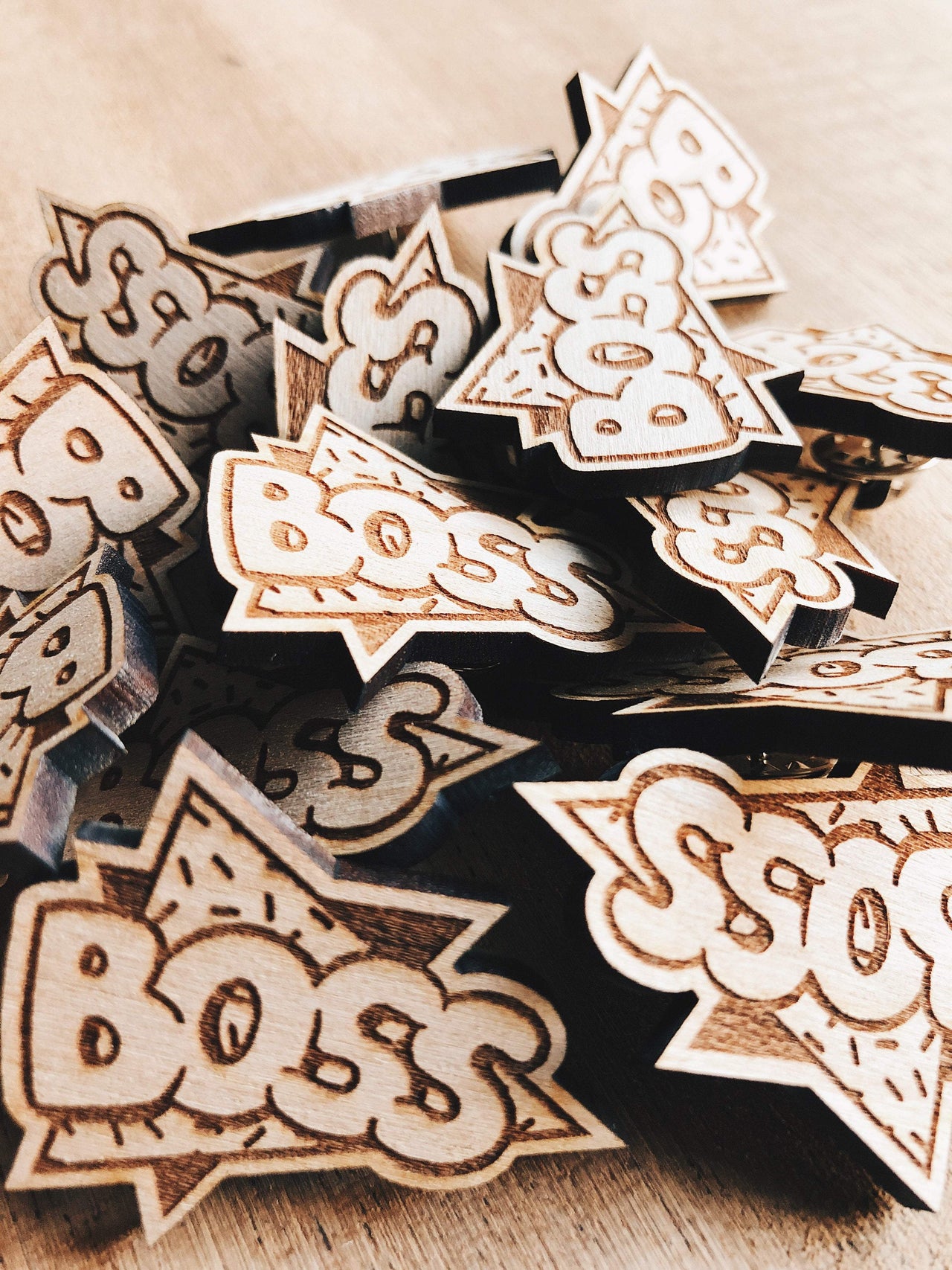 Boss Wooden Pin - Pins, Enamel Pin, 80s pins, Hat Pins, Custom Pins ...