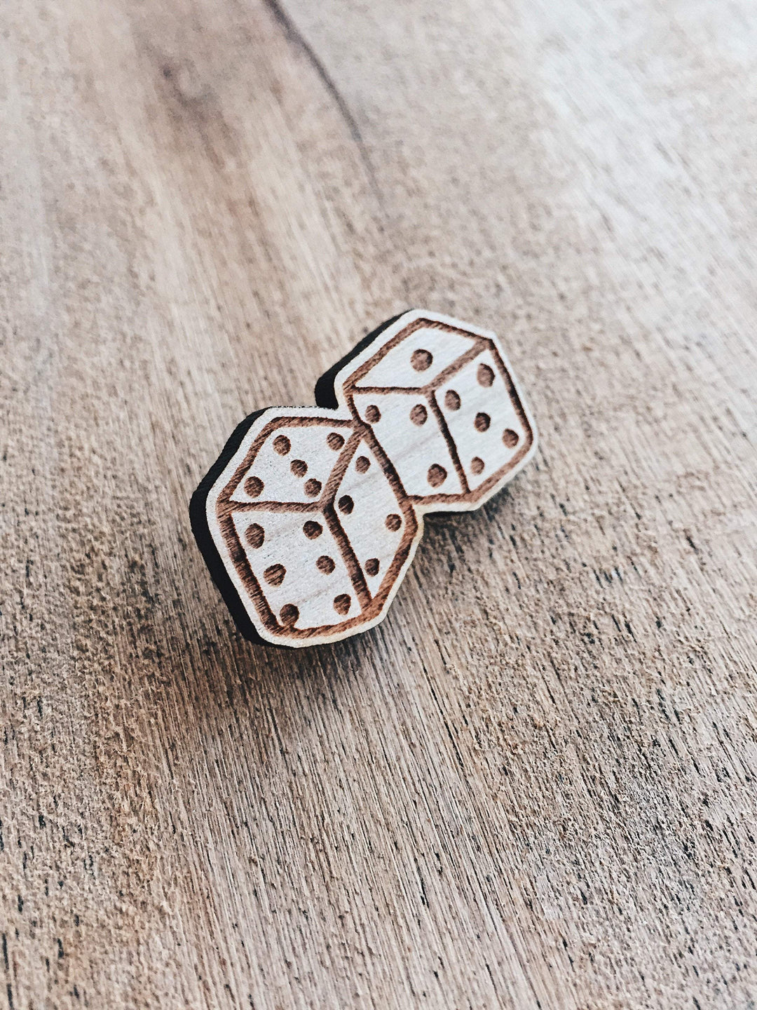 Dice Wooden Pin - Laser engraved, Wood dice, Gambler, Las Vegas, Custom