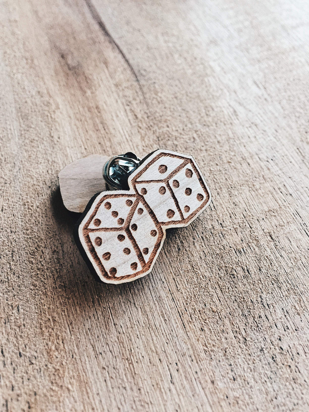 Dice Wooden Pin - Laser engraved, Wood dice, Gambler, Las Vegas, Custom
