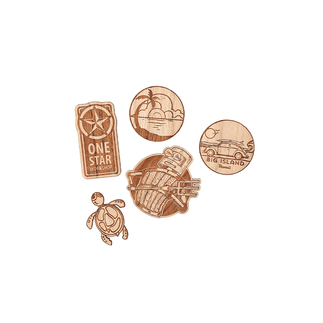 Custom Wooden Stickers, wooden decals, & labels. Engraved & full Color ...
