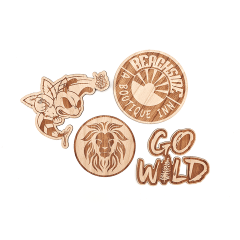 Custom Wooden Stickers, wooden decals, & labels. Engraved & full Color ...