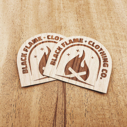 Custom Wooden Stickers, wooden decals, & labels. Engraved & full Color ...