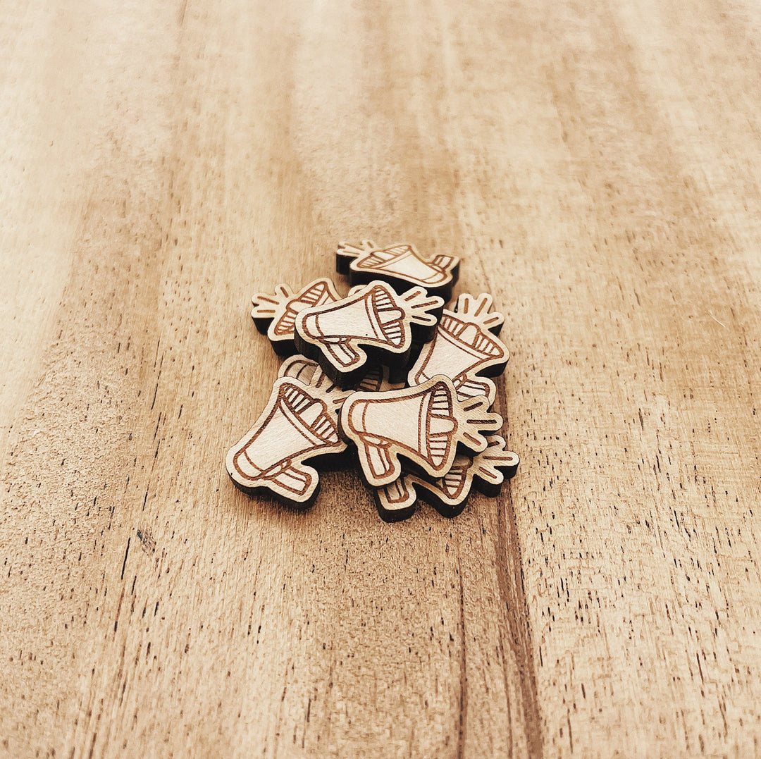 Mini Bullhorn Wooden Pin